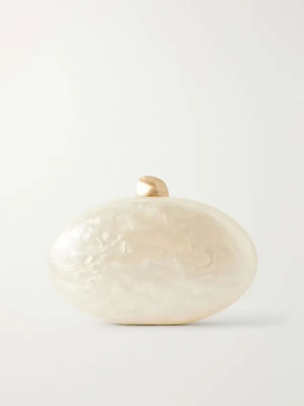 Cult Gaia Eviana Marble-effect Clutch - Ivory