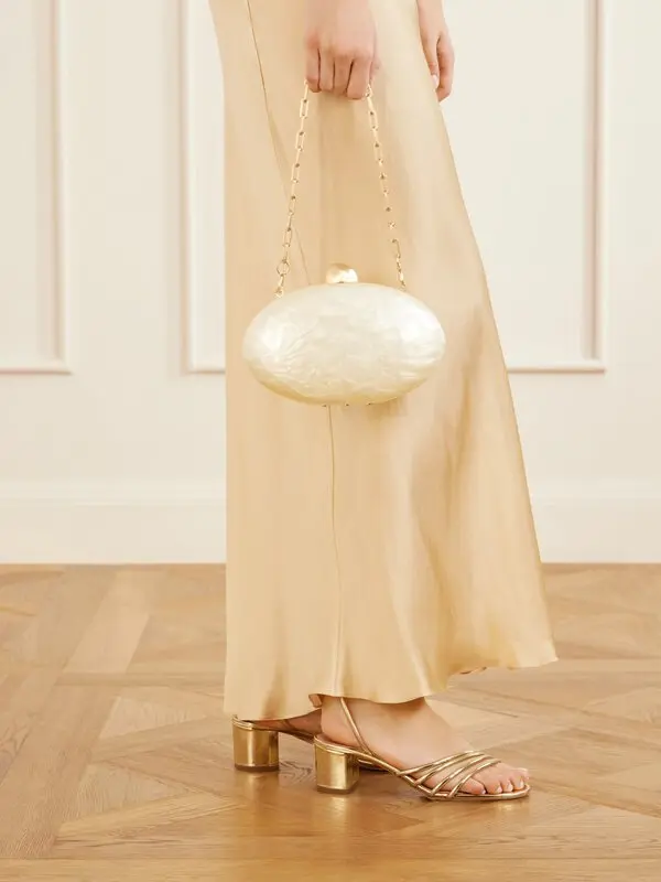 Cult Gaia Eviana Marble-effect Clutch - Neutrals