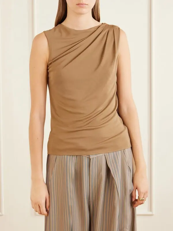 KALLMEYER Floriana Draped Jersey Blouse - Brown
