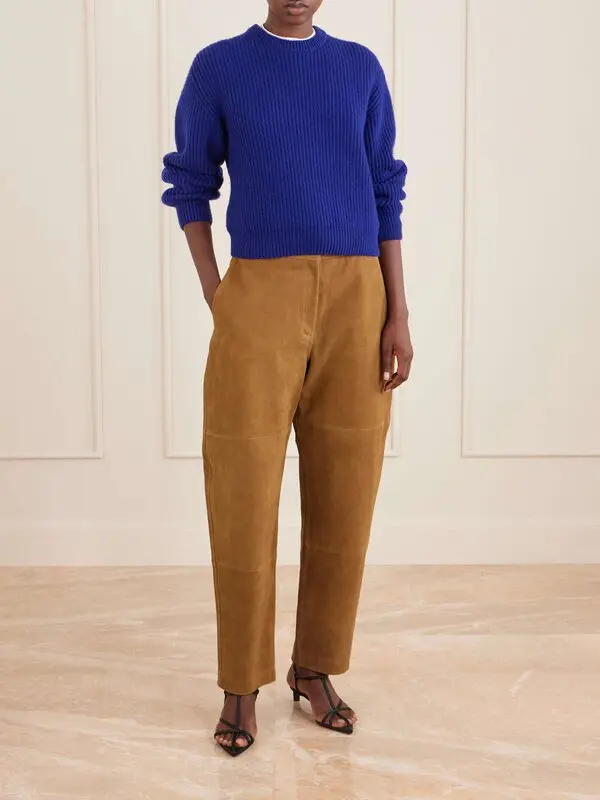 RÓHE Sculptural Paneled Suede Barrel-leg Pants