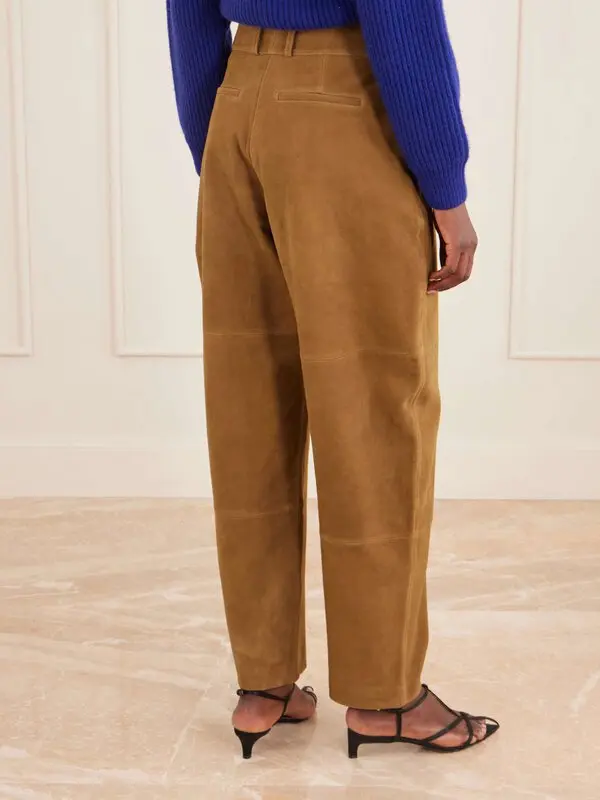 RÓHE Sculptural Paneled Suede Barrel-leg Pants
