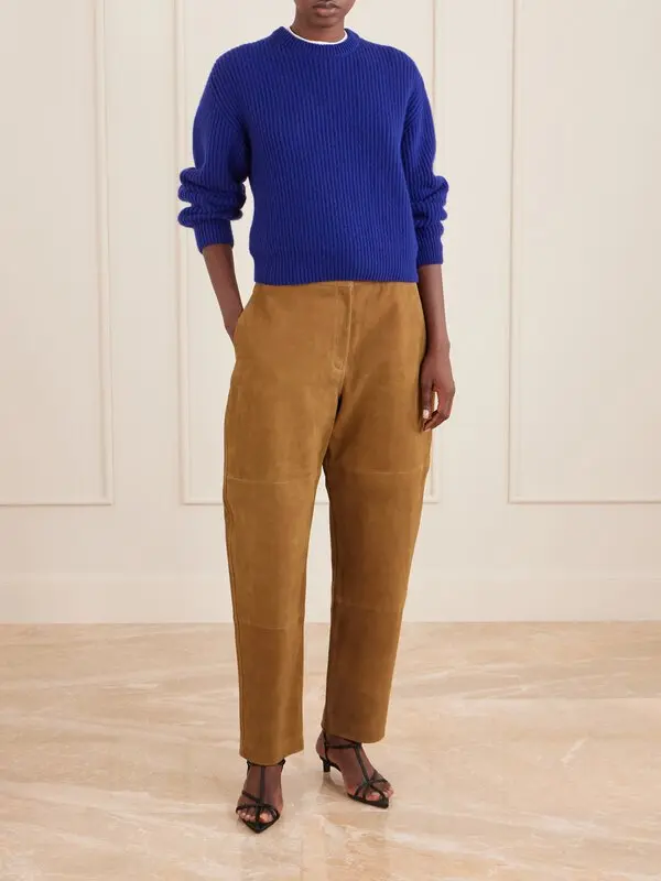RÓHE Sculptural Paneled Suede Barrel-leg Pants
