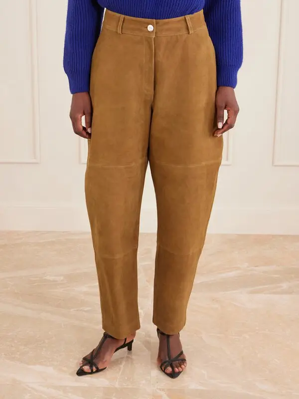 RÓHE Sculptural Paneled Suede Barrel-leg Pants