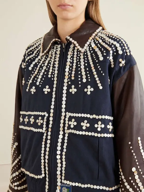 Sea Georgie Button-embellished Cotton-canvas And Leather Jacket
