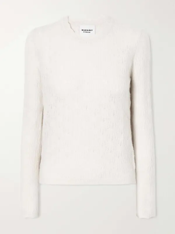 MARANT ETOILE Obeline Wool-blend Chrochet Sweater - Ecru