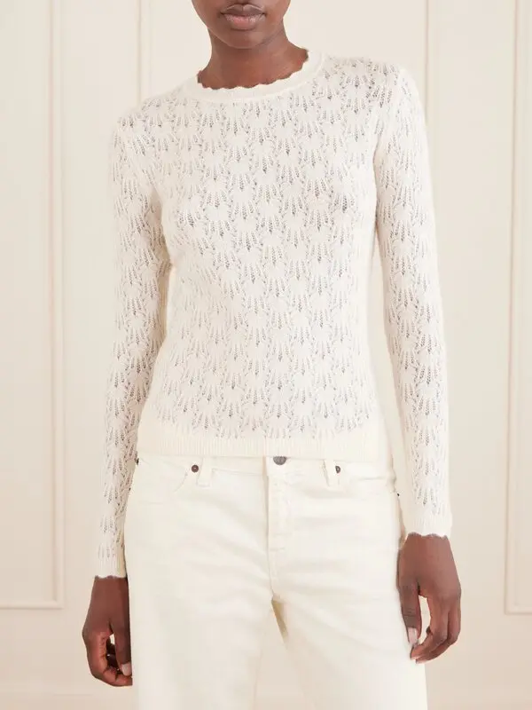 MARANT ETOILE Obeline Wool-blend Crochet Sweater - Neutrals