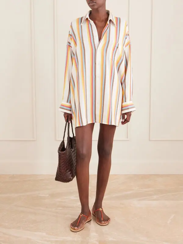 MARRAKSHI LIFE Oversized Striped Cotton-poplin Shirt