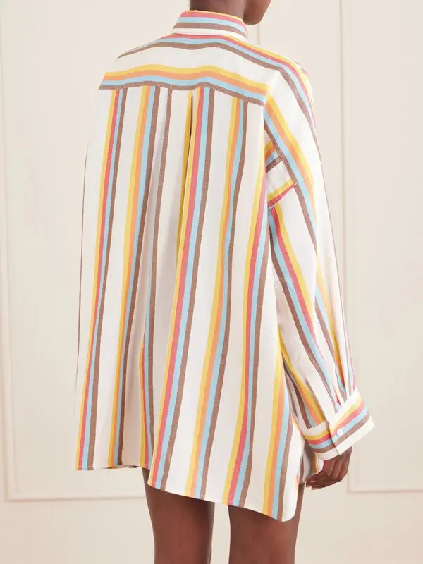 MARRAKSHI LIFE Oversized Striped Cotton-poplin Shirt