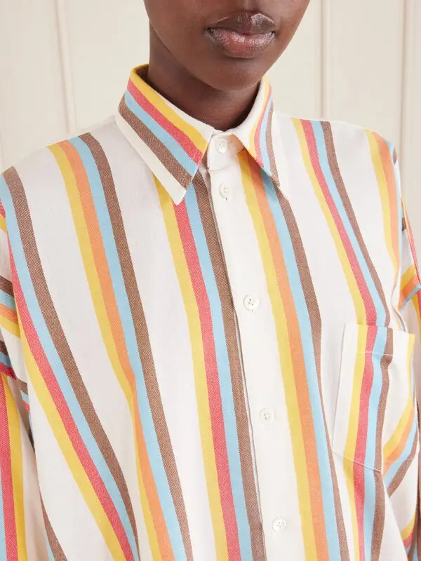 MARRAKSHI LIFE Oversized Striped Cotton-poplin Shirt