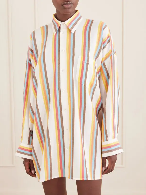 MARRAKSHI LIFE Oversized Striped Cotton-poplin Shirt