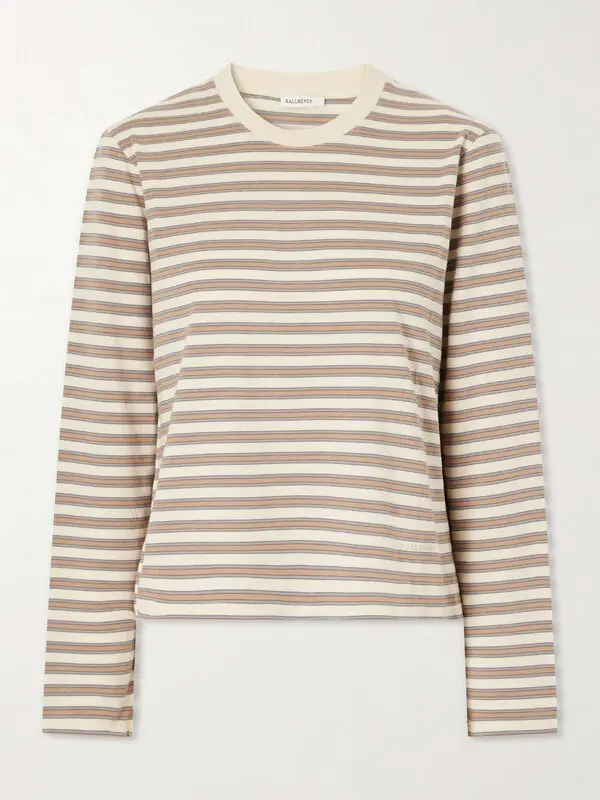 KALLMEYER Wynn Striped Cotton-jersey T-shirt - Peach