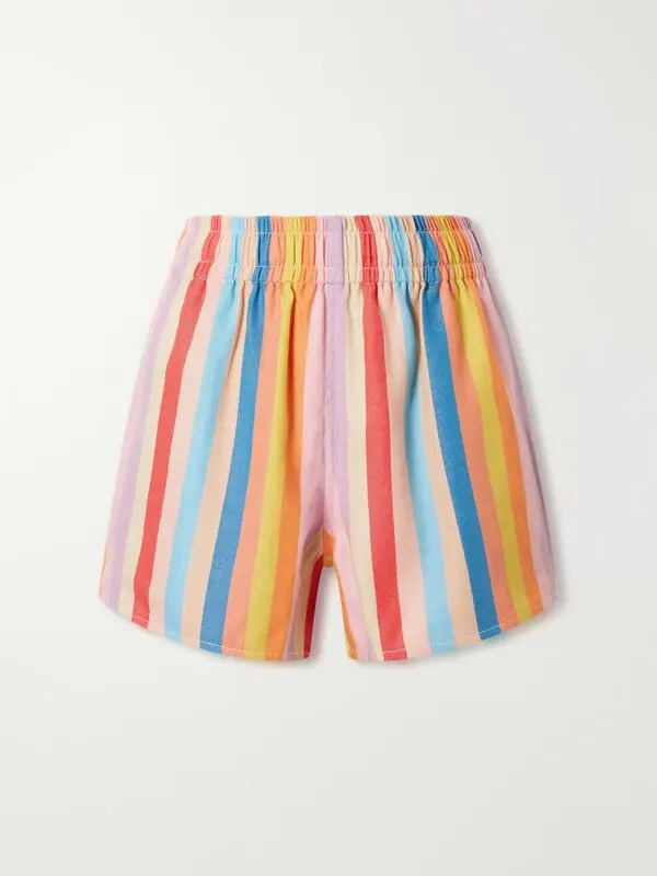 MARRAKSHI LIFE Striped Cotton-blend High-rise Shorts
