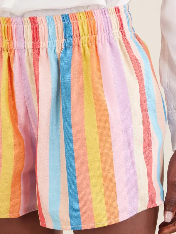 MARRAKSHI LIFE Striped Cotton-blend High-rise Shorts