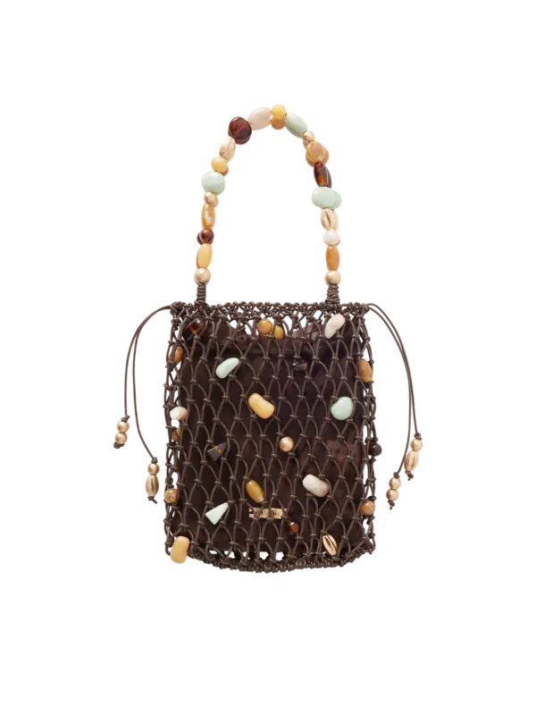 Cult Gaia Mercier Bead-embellished Mini Tote - Brown