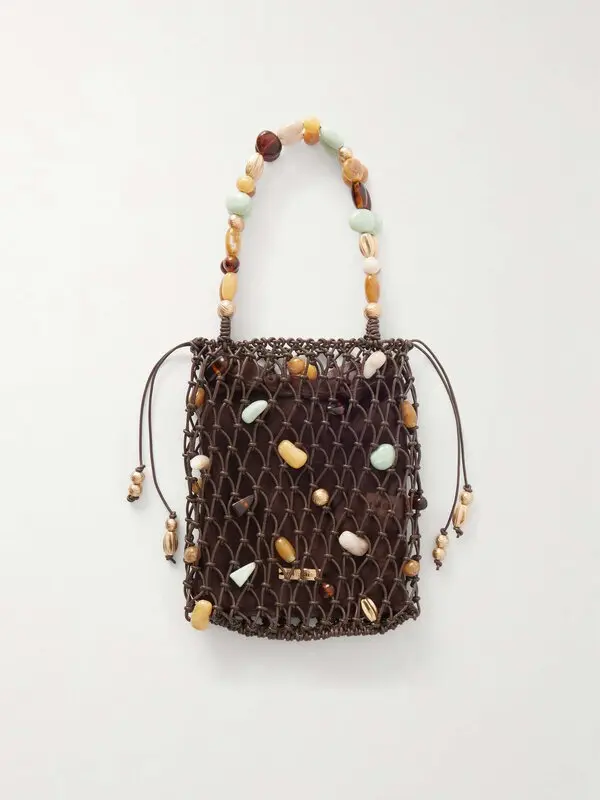 Cult Gaia Mercier Bead-embellished Mini Bag - Dark Brown