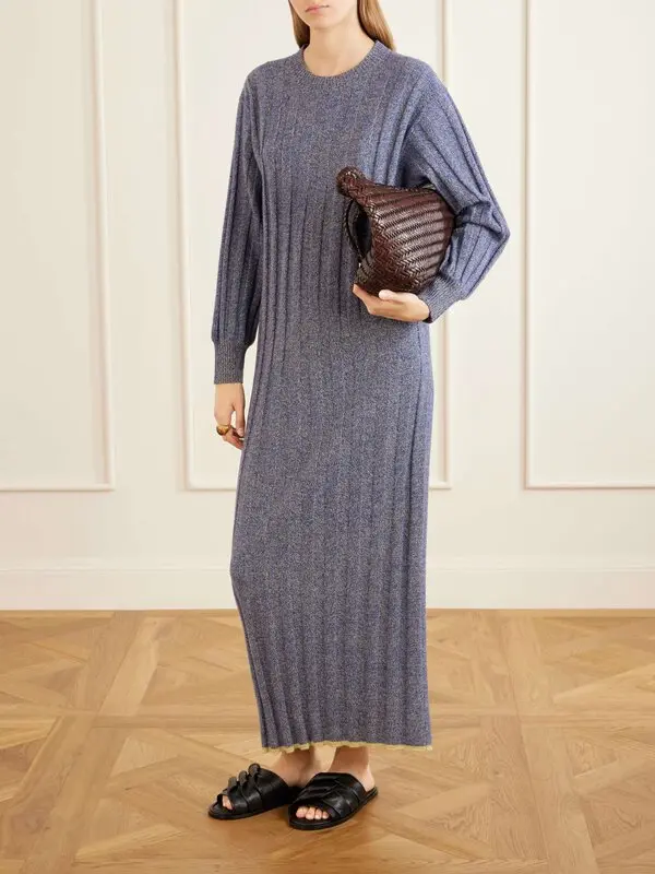 THE ELDER STATESMAN Ribbed Cashmere Maxi Dress