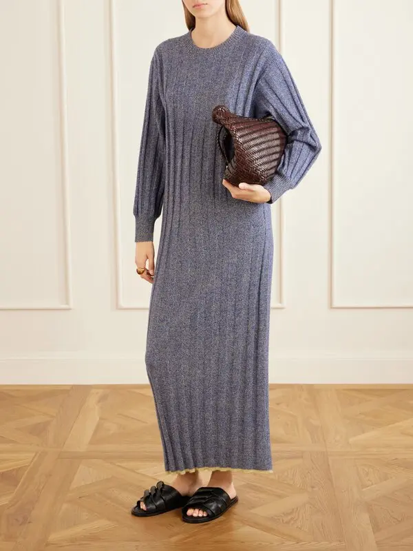 THE ELDER STATESMAN Ribbed Cashmere Maxi Dress