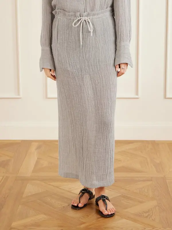 KALLMEYER Regina Linen-blend Gauze Midi Skirt - Gray