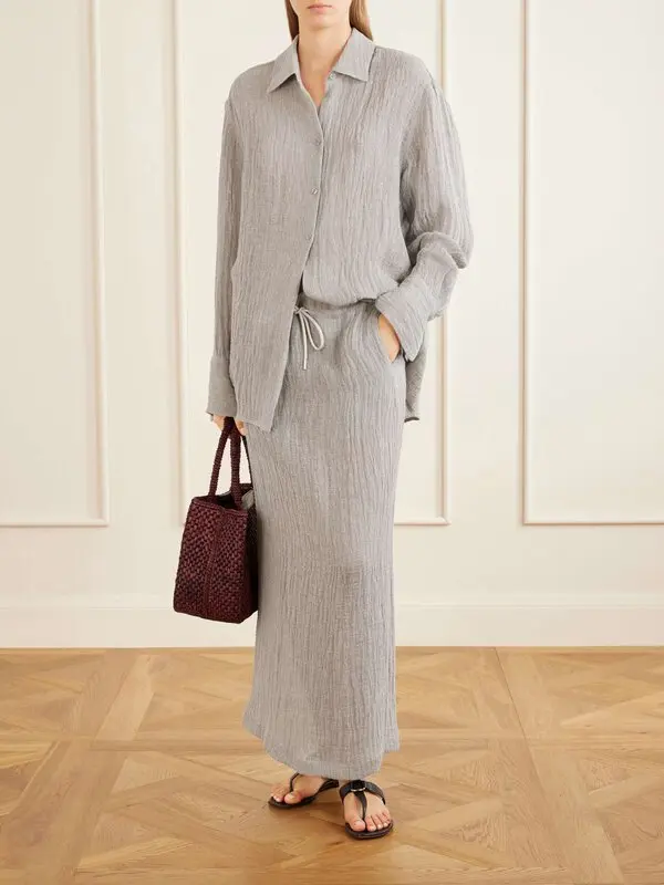 KALLMEYER Regina Linen-blend Gauze Midi Skirt