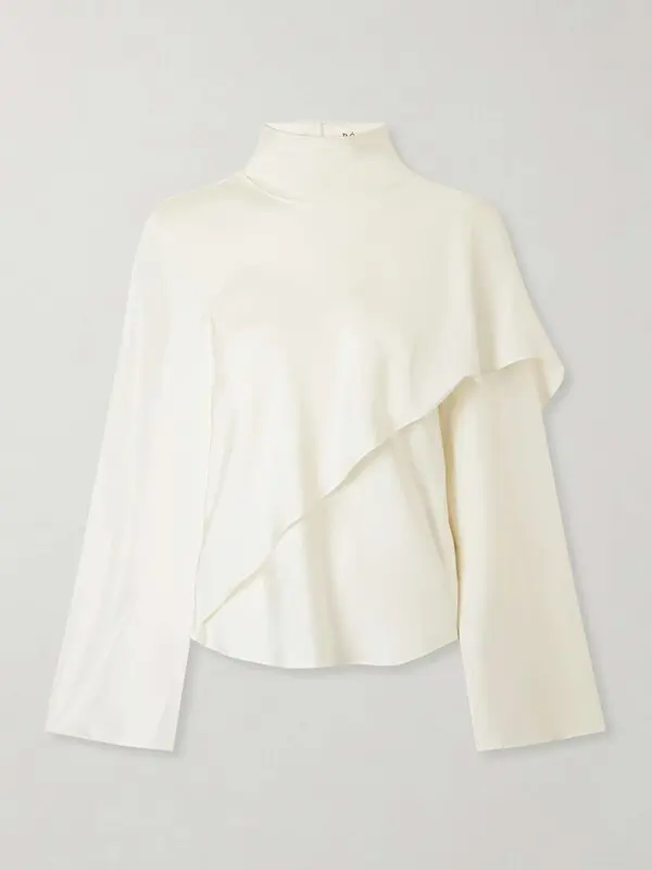 RÓHE Scarf-detailed Silk-twill Blouse - Cream