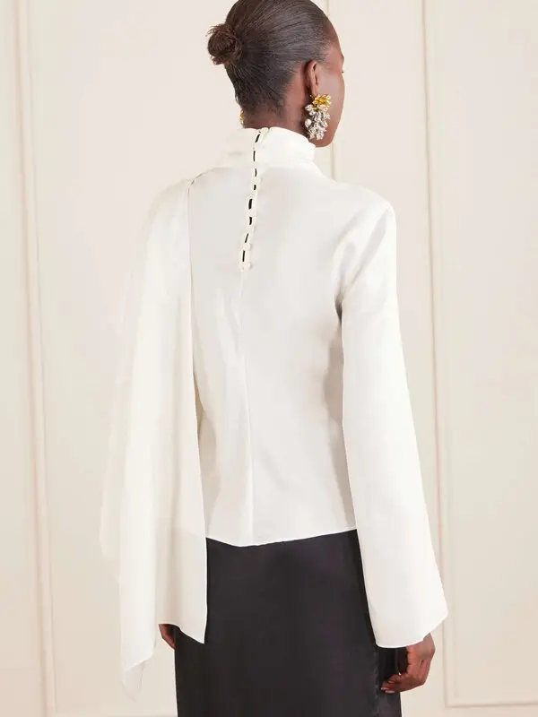 RÓHE Scarf-detailed Silk-twill Blouse - Cream