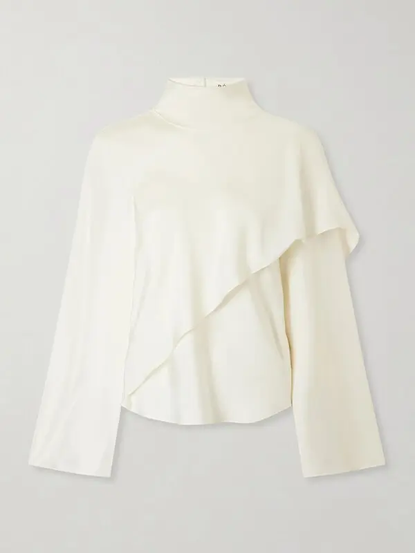 RÓHE Silk Twill Blouse With Attached Foulard Detail - Neutrals