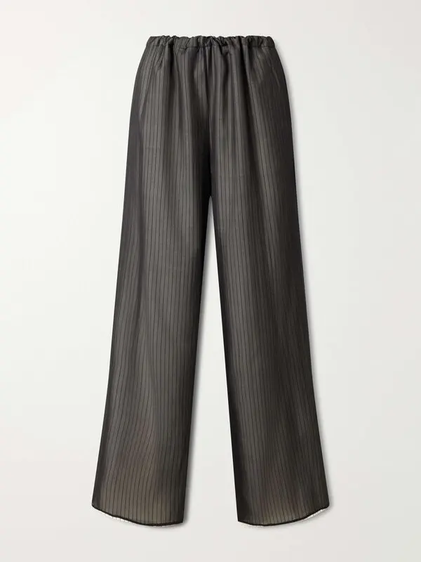 KALLMEYER Cairo Striped Silk And Cotton-poplin Wide-leg Pants - Black