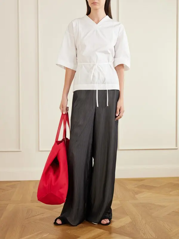 KALLMEYER Cairo Striped Silk And Cotton-poplin Wide-leg Pants