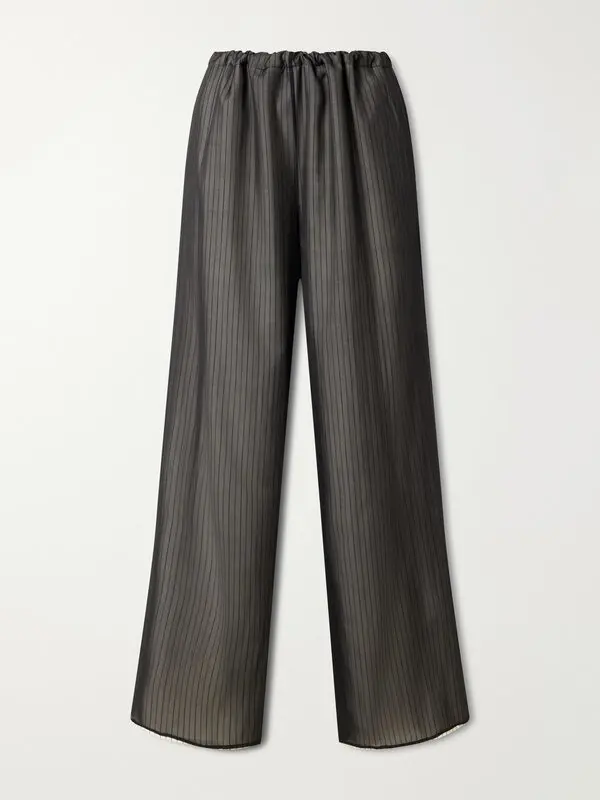 KALLMEYER Cairo Striped Silk And Cotton-poplin Wide-leg Pants - Black