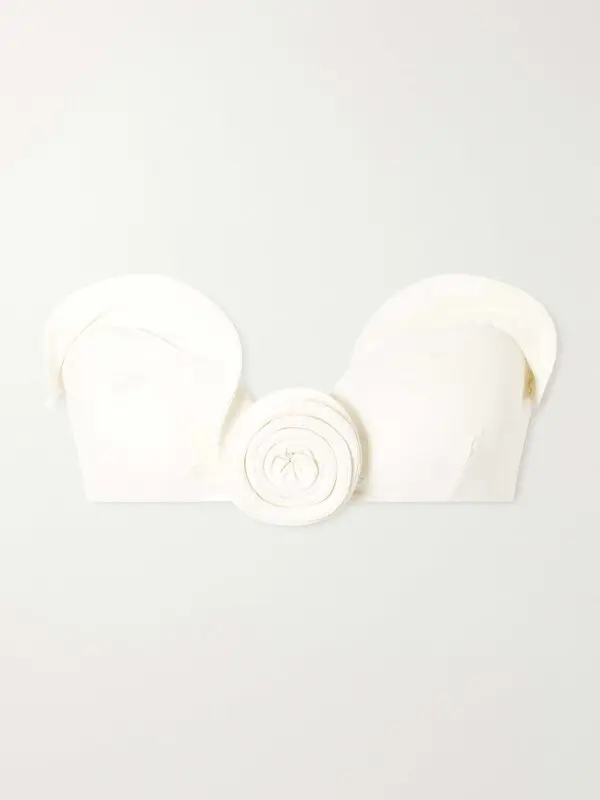 Magda Butrym Appliquéd Stretch-jersey Bikini Top - Cream