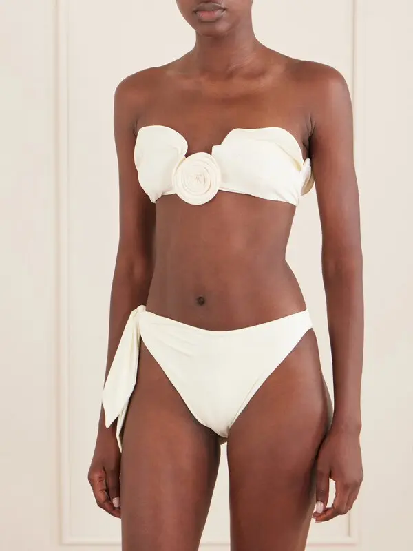 Magda Butrym Appliquéd Stretch-jersey Bikini Top - Neutrals