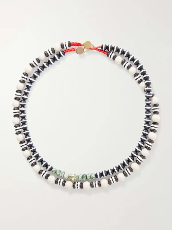 ROXANNE ASSOULIN The Salt & Pepper Set Of Two Agate Beaded Necklaces - Black