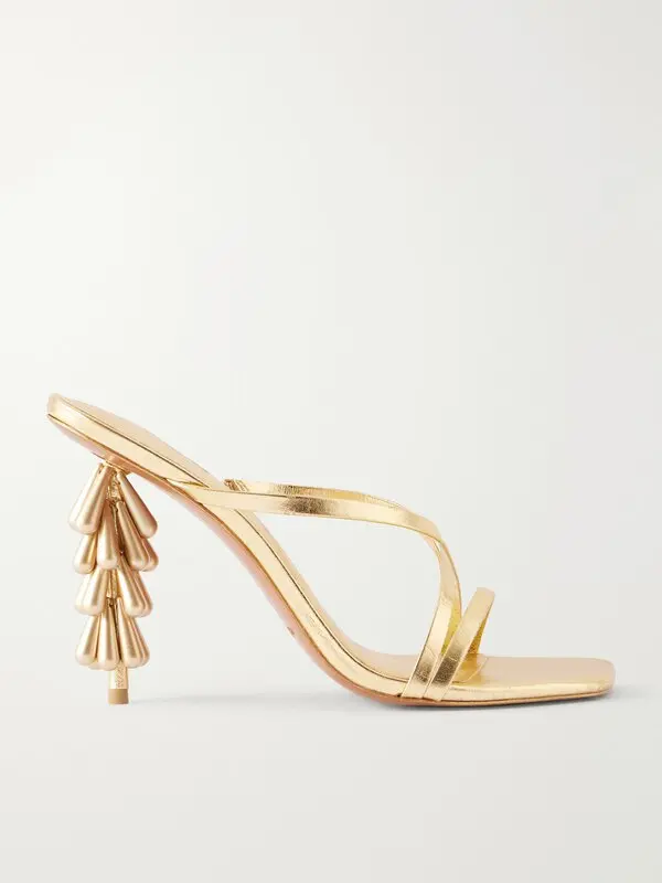 Cult Gaia Embellished Leather Sandals - Gold