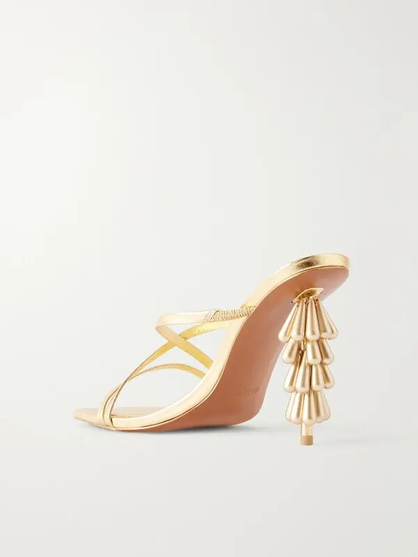 Cult Gaia Sage 90 Embellished Metallic Leather Stiletto Sandals - Gold