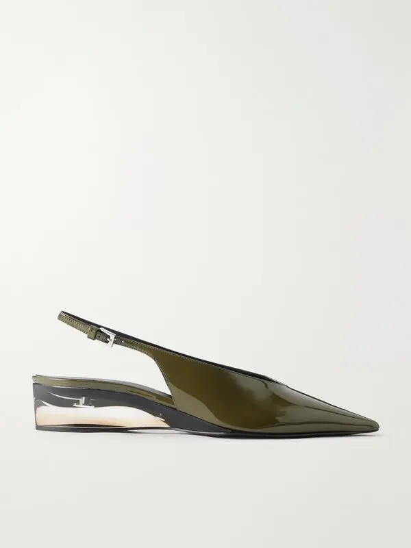Alaïa Patent Leather Slingback Pumps - Green