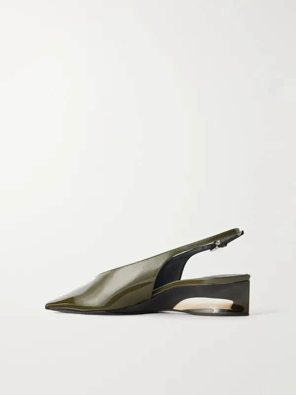 Alaïa Patent Leather Slingback Pumps With Transparent Wedge Heels