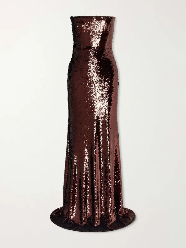 Alex Perry Sequin-embellished Gown - Brown