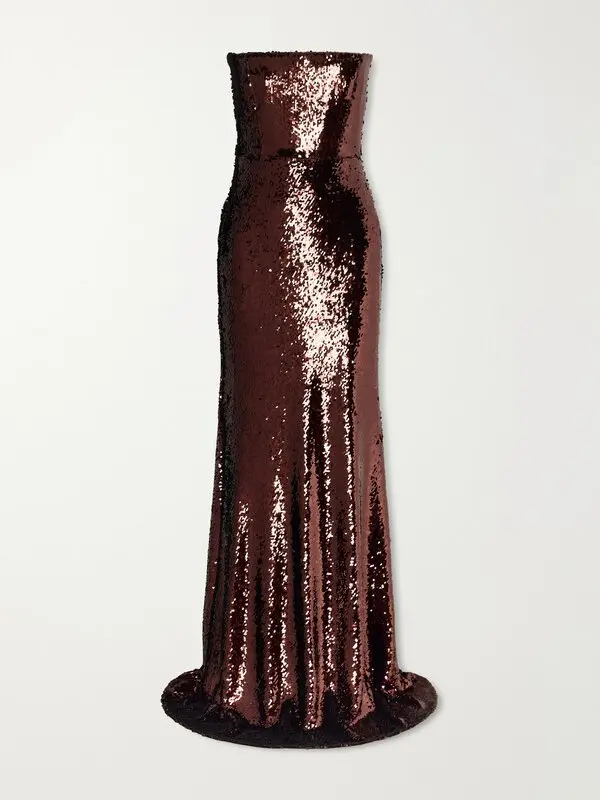Alex Perry Sequin-embellished Gown - Brown