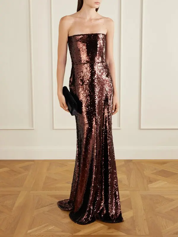 Alex Perry Strapless Sequin Column Gown