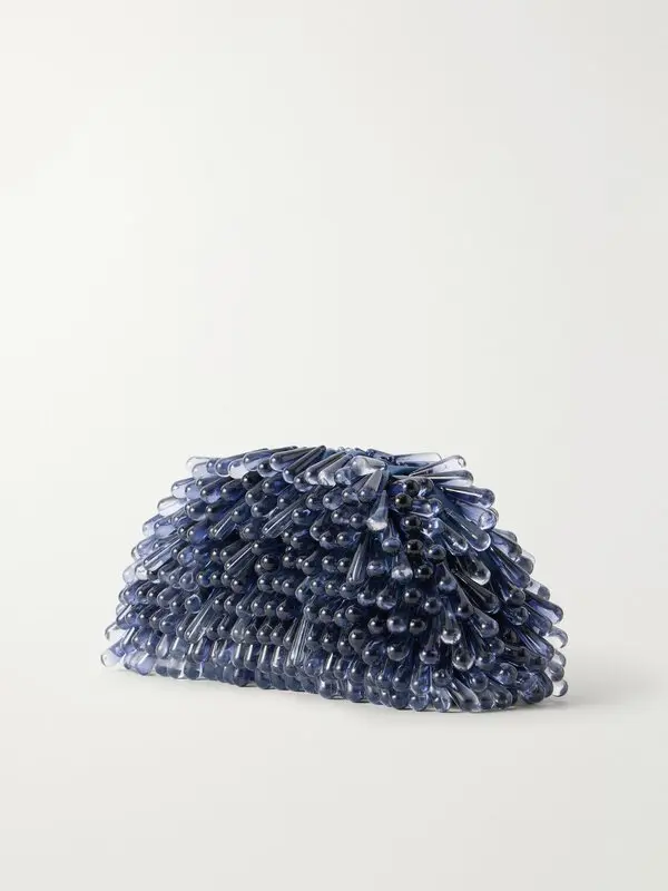 Cult Gaia Jaala Nano Beaded Leather Clutch - Blue