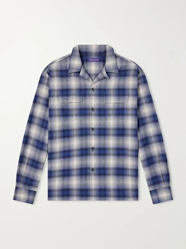Ralph Lauren Purple Label Checked Cotton And Cashmere-blend Shirt