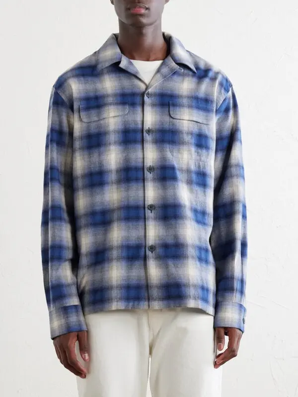 Ralph Lauren Purple Label Checked Cotton And Cashmere-blend Shirt