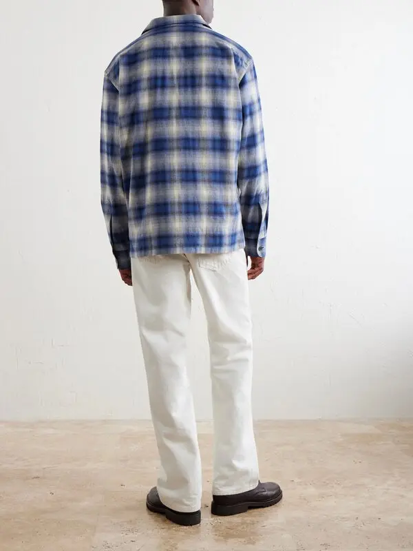 Ralph Lauren Purple Label Checked Cotton And Cashmere-blend Shirt