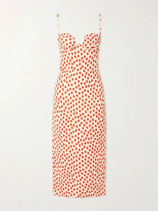 Alaïa Polka-dot Jersey Midi Dress - Red