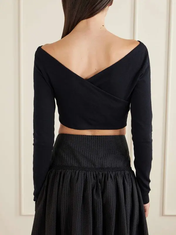 Alaïa Cotton-blend Stretch-crepe Cropped Top