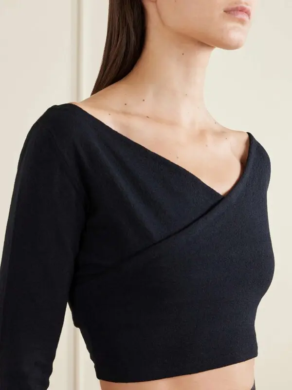 Alaïa Cotton-blend Stretch-crepe Cropped Top