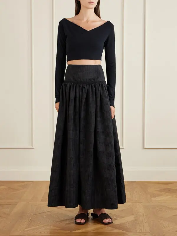 Alaïa Cropped Cotton-blend Crepe Top