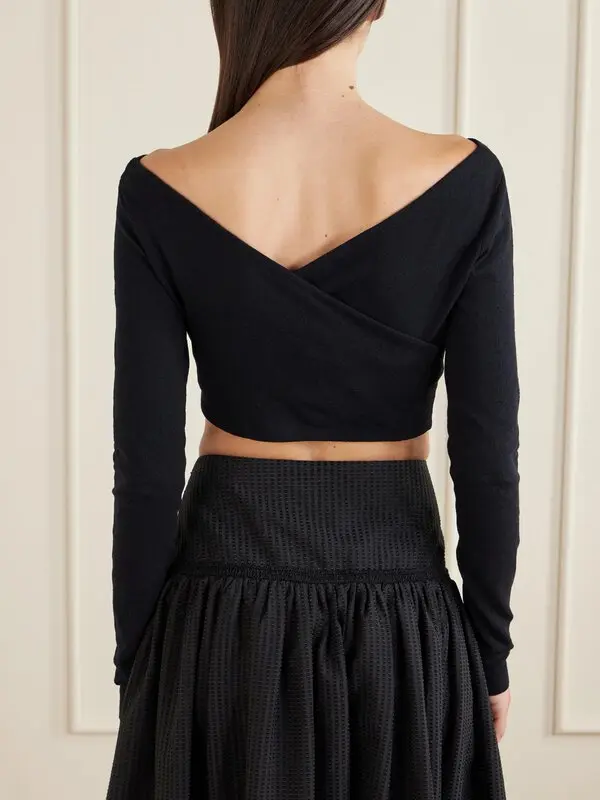 Alaïa Cropped Cotton-blend Crepe Top