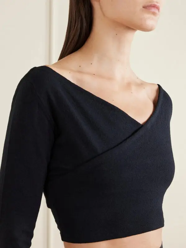 Alaïa Cropped Cotton-blend Crepe Top
