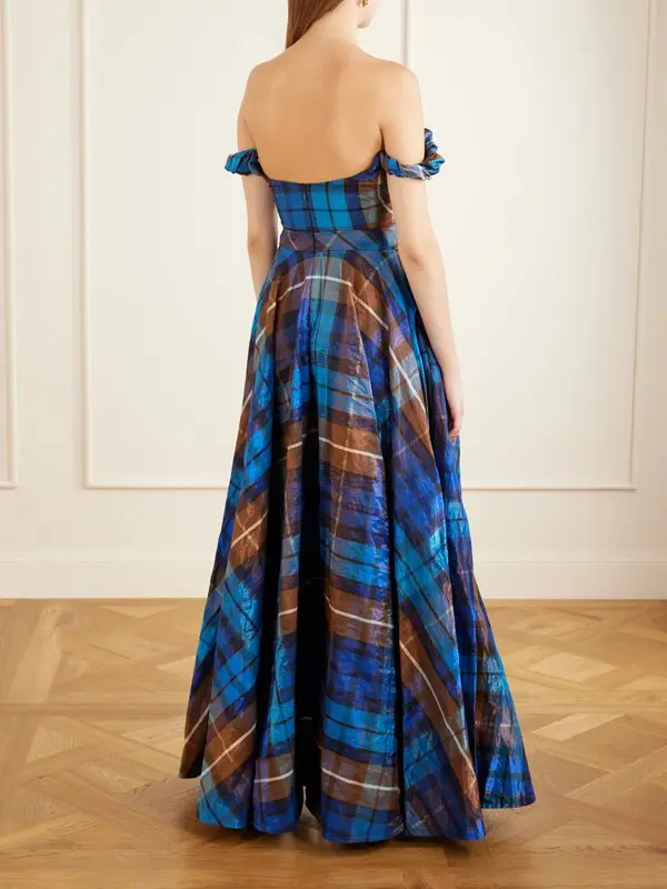 VIVIENNE WESTWOOD Asymmetric Checked Organza-cloqué Gown